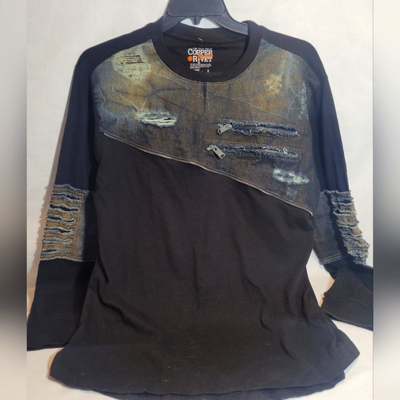 Copper Rivet | Shirts | Copper Rivet Denim Accent Long Sleeve | Poshmark